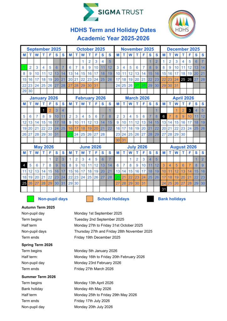 Hedingham School And Sixth Form Term Dates 25-26 Revised Pdf - Sch-uk.org