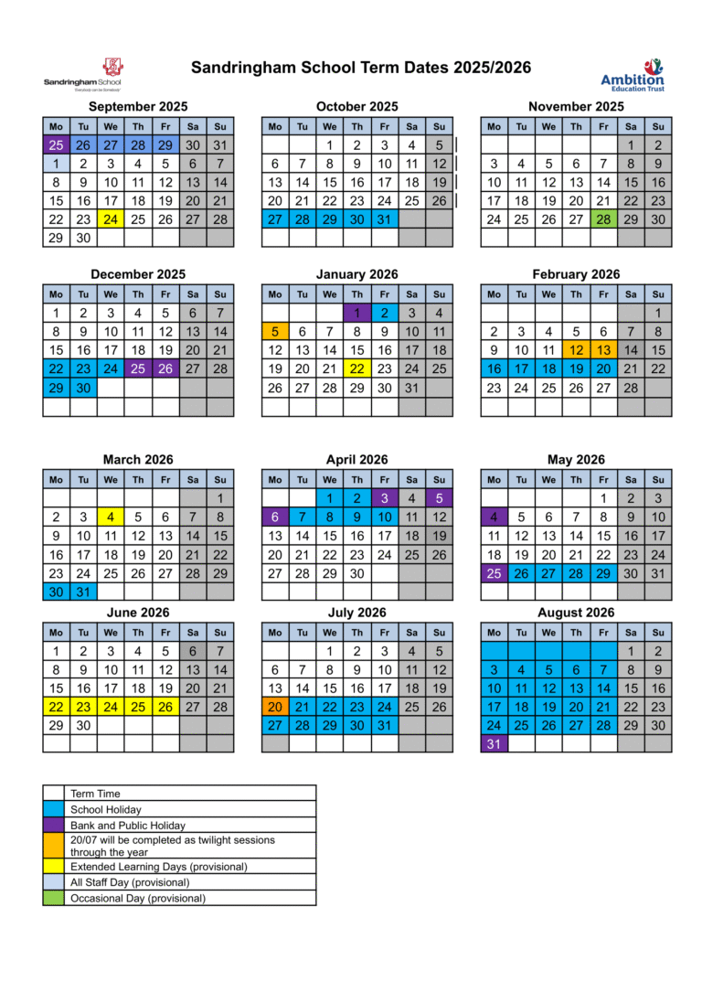 Sandringham School - Term Dates 25-26 Revised [PDF] - Sch-uk.org