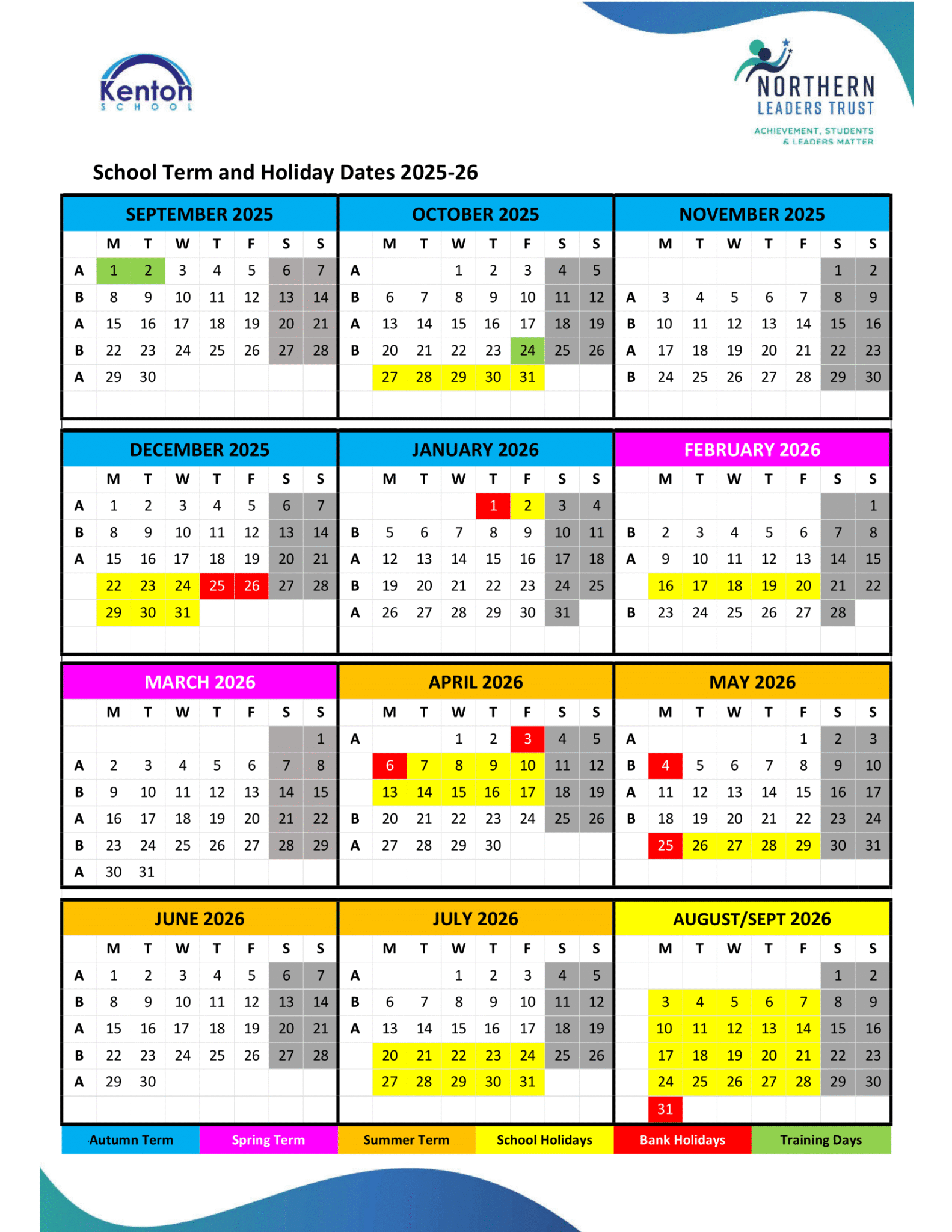 Kenton School Term Dates 25-26 Revised - Sch-uk.org