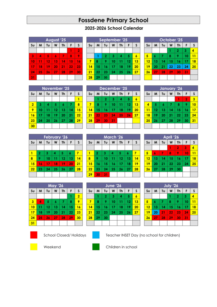 Fossdene Primary School Term Dates 25-26 Updates - Sch-uk.org